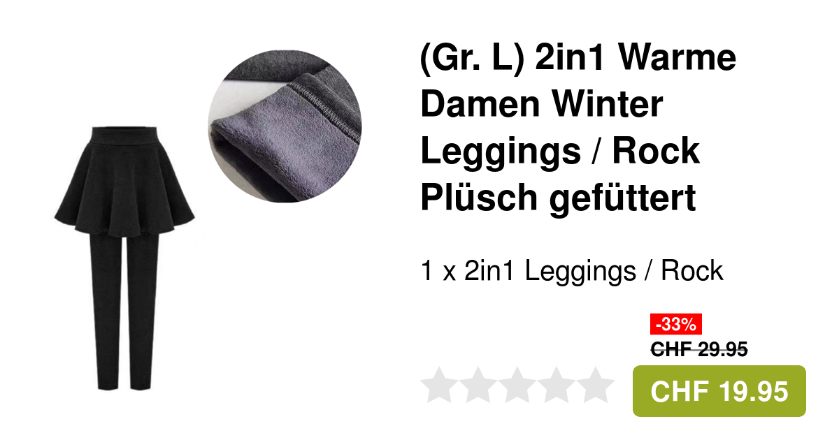 (Gr. L) 2in1 Warme Damen Leggings / Rock Grau