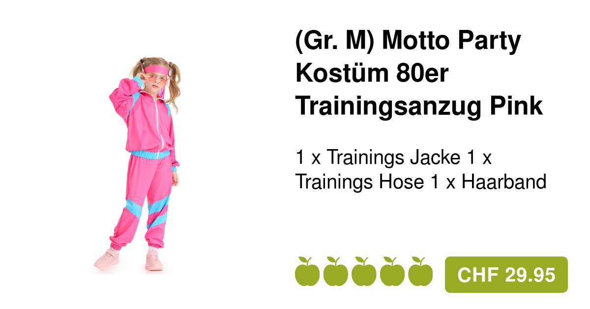 (Gr. M) Motto Party Kostüm 80er Trainingsanzug Pink (Gr. M) Motto Party Kostüm 80er Trainingsanzug Pink