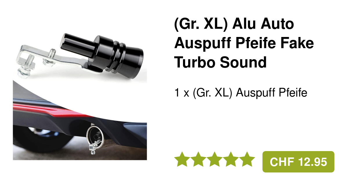 (Gr. XL) Alu Auto Auspuff Pfeife Fake Turbo Sound (Gr. XL) Alu Auto Auspuff Pfeife Fake Turbo Sound
