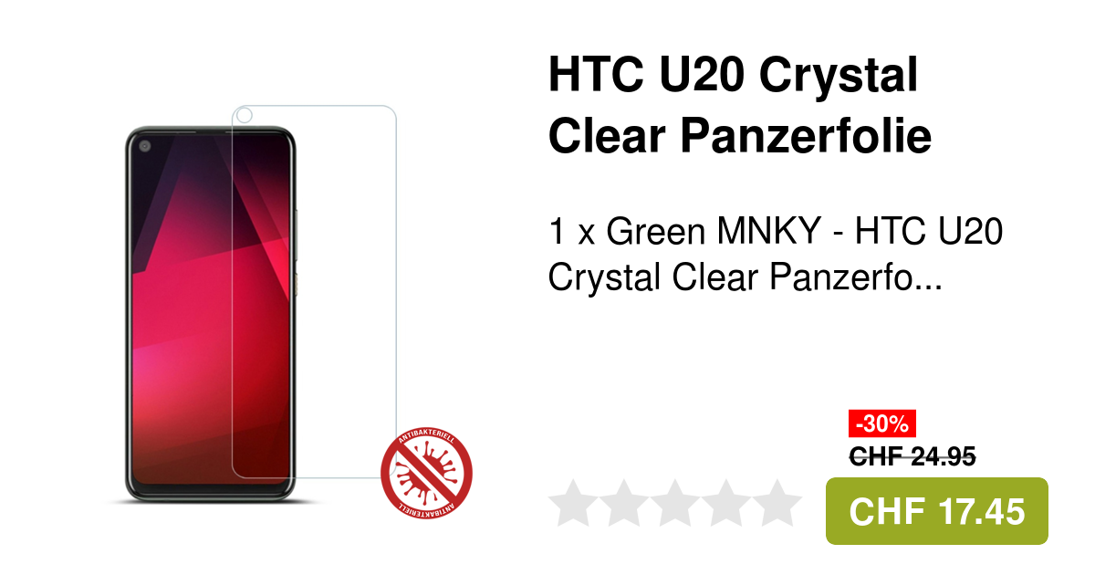 Green MNKY HTC U20 Crystal Clear Folie