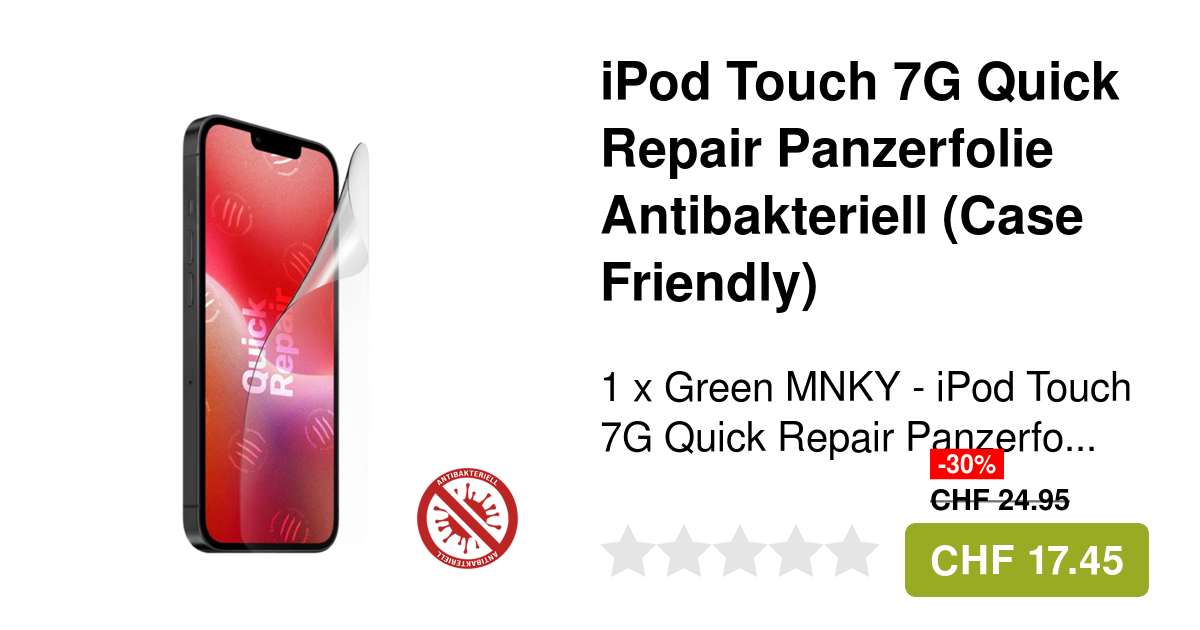Green MNKY iPod Touch 7G Quick Repair Folie