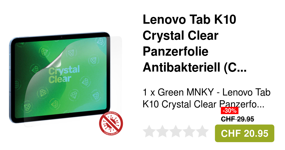 Green MNKY Lenovo Tab K10" Crystal Clear Folie