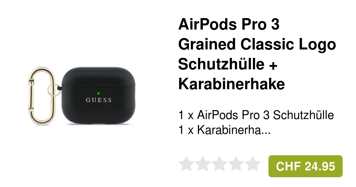 Guess AirPods Pro 3 Grained Classic Logo Hülle Schwarz