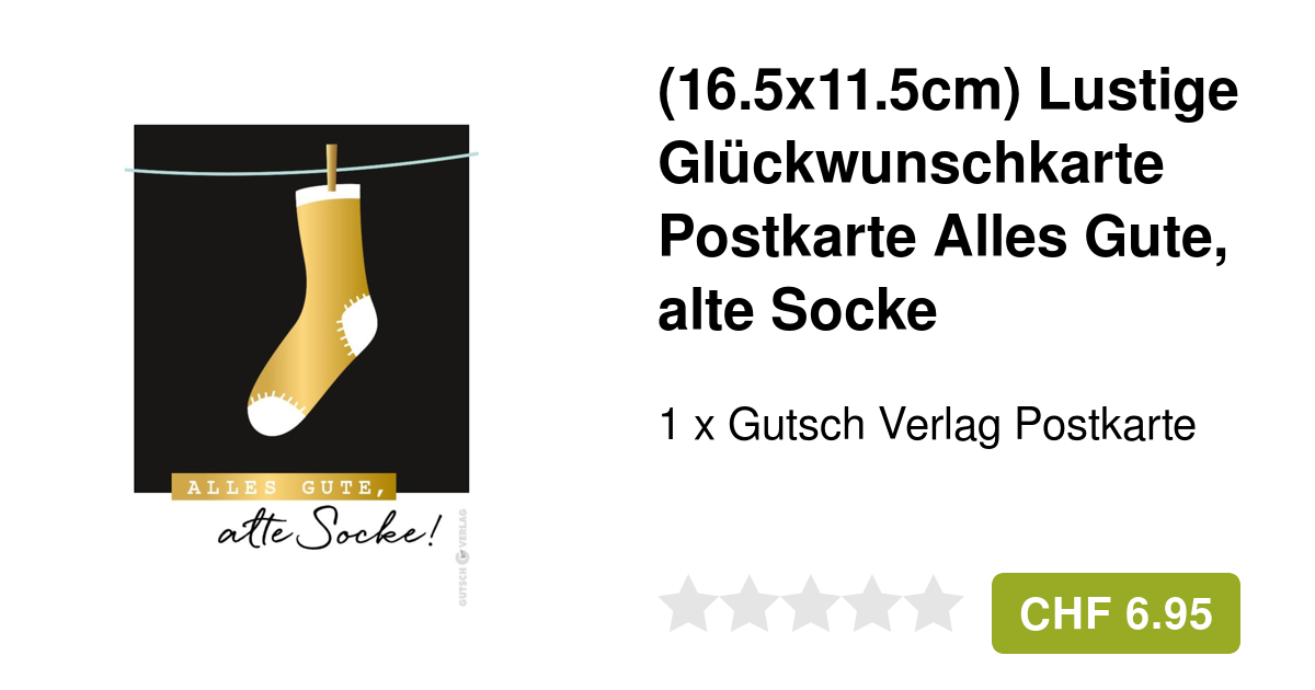 Gutsch Verlag Geburtstag Glückwunschkarte alte Socke