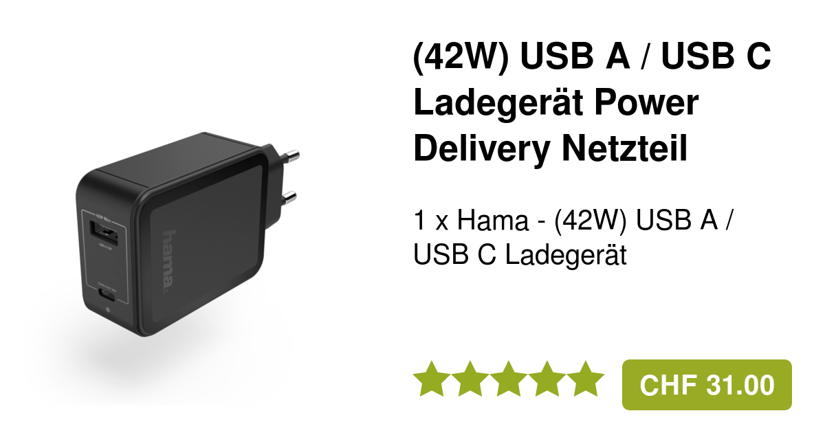 Hama - (42W) USB A / USB C Ladegerät PD Netzteil