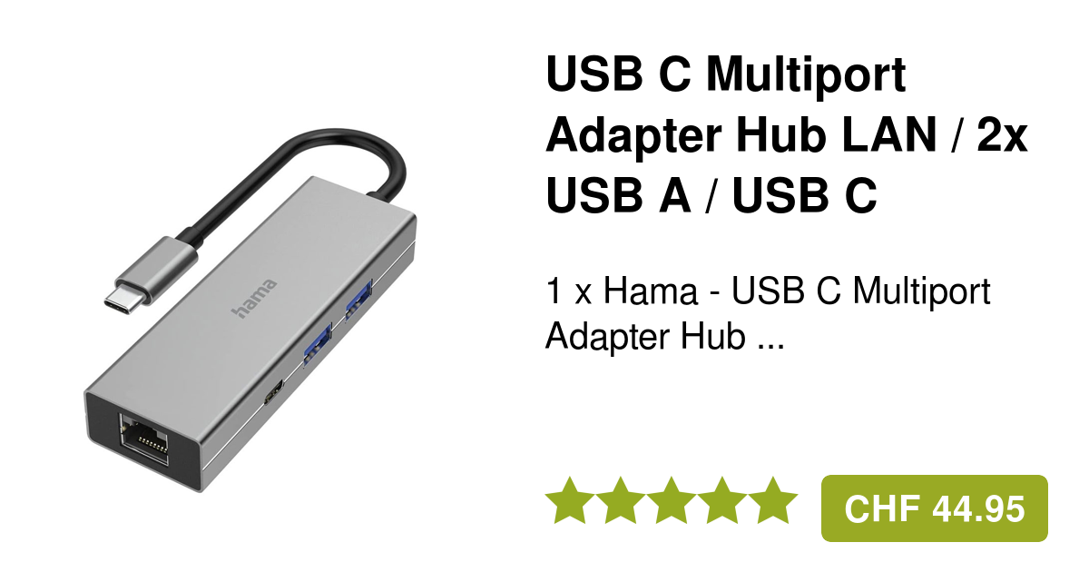 Hama USB C Multiport Adapter Hub LAN / USB A / USB C