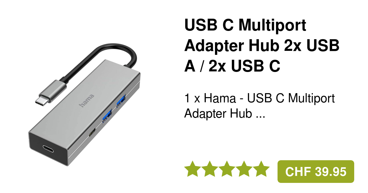 Hama USB C Multiport Adapter Hub USB A/USB C - Grau