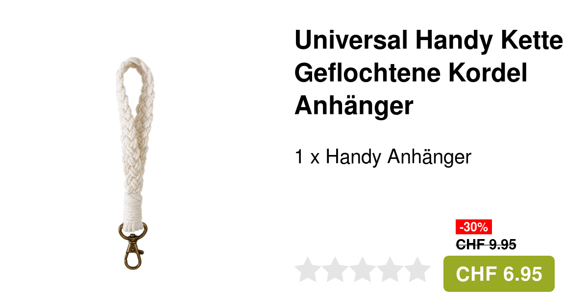 Universal Handy Kette Geflochtene Kordel Weiss