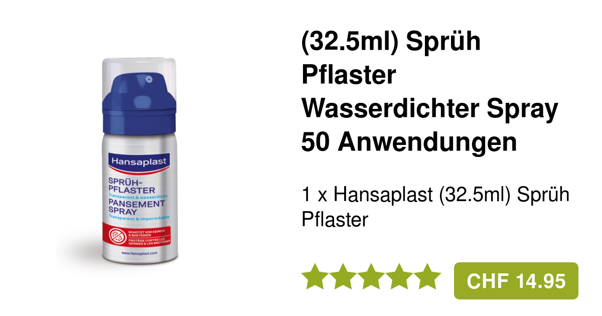 Hansaplast 32.5ml Sprüh Pflaster Spray Transparent Hansaplast 32.5ml Sprüh Pflaster Spray Transparent