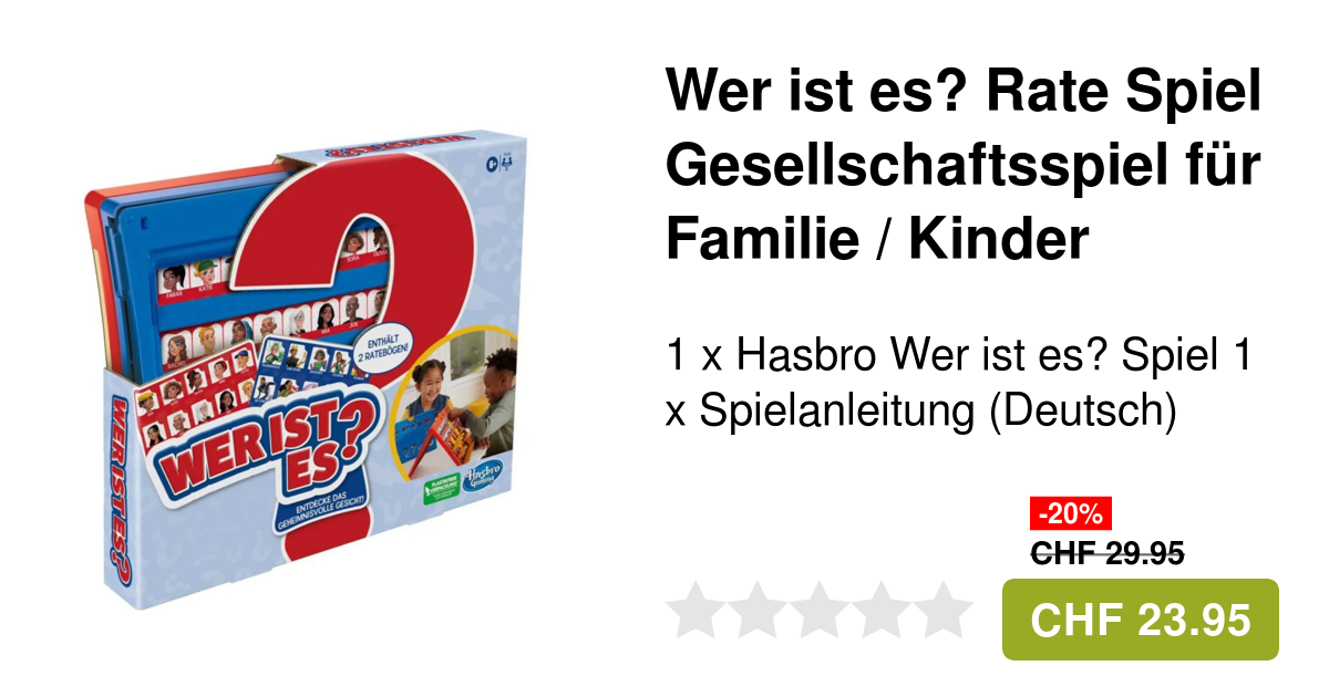 Hasbro Wer ist es? Spiel Kinder Gesellschaftsspiel