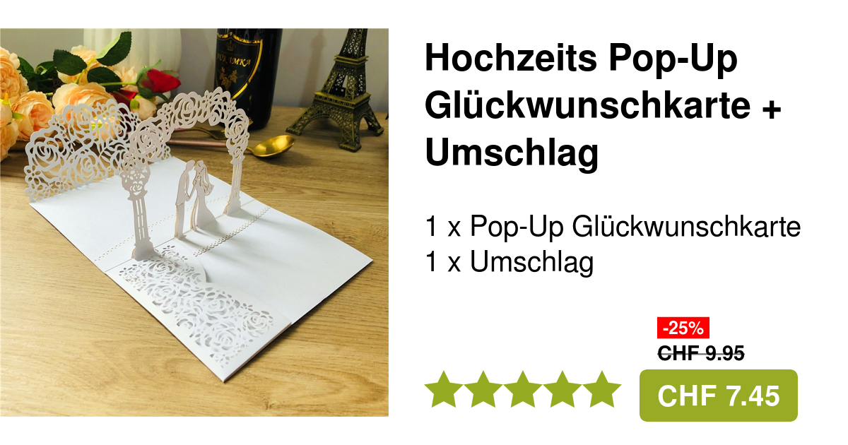 Hochzeits Glückwunschkarte Pop-Up Brautpaar unter Bogen
