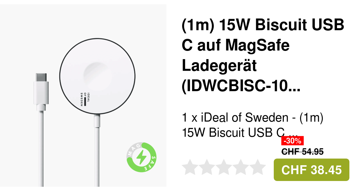 iDOS 15W Biscuit USB C auf MagSafe Ladegerät Weiss