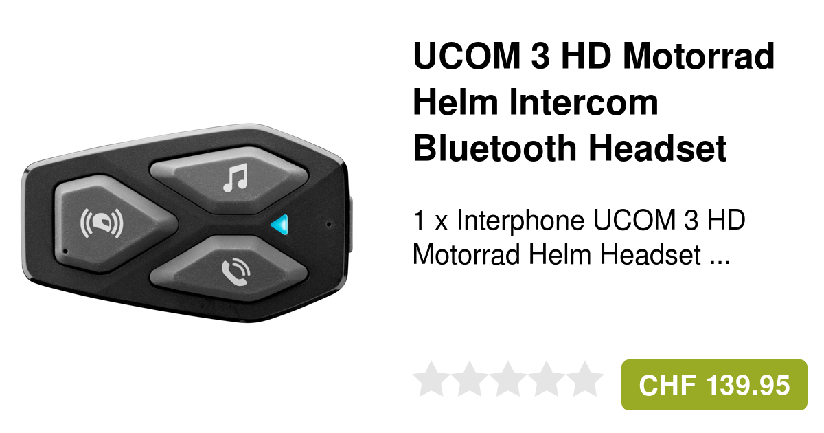 Interphone UCOM 3 HD Motorrad Helm Bluetooth Headset