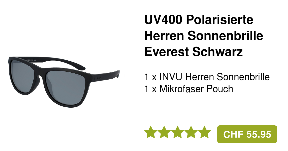 INVU UV400 Herren Sonnenbrille Everest Schwarz