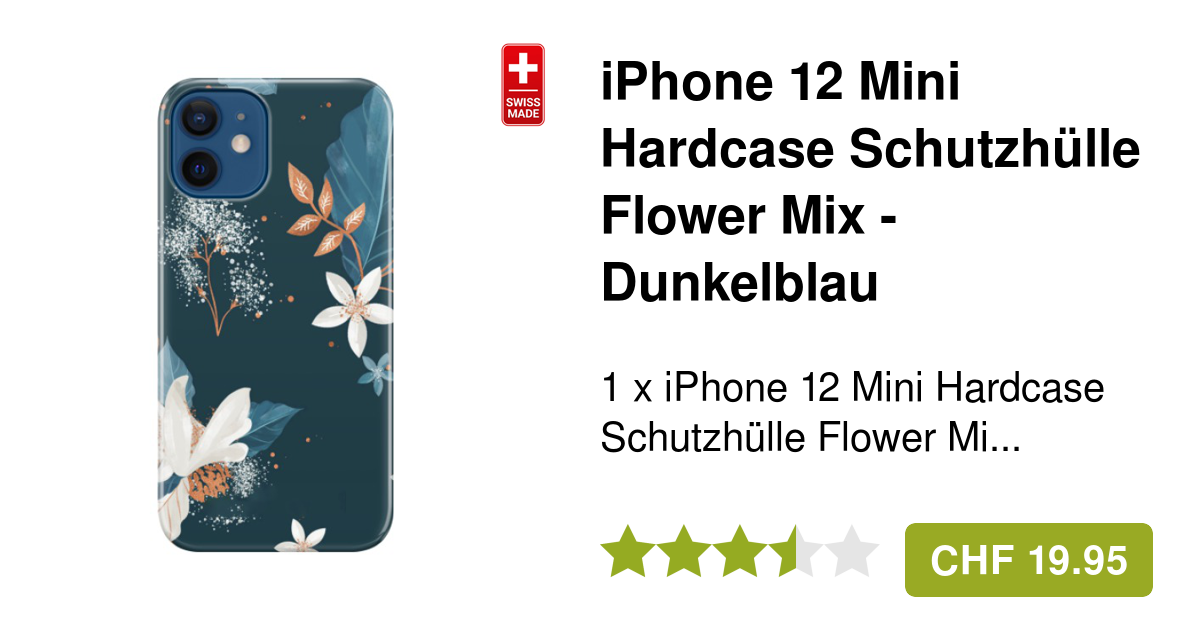 iPhone 12 Mini Schutzhülle Flower Mix - Dunkelblau