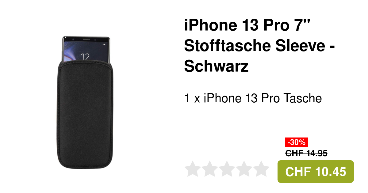 iPhone 13 Pro 7" Smartphone Tissue Case Sacoche Noir