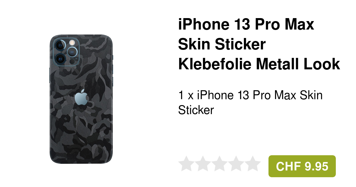 iPhone 13 Pro Max Pro Max Skin autocollant PVC look métal noir