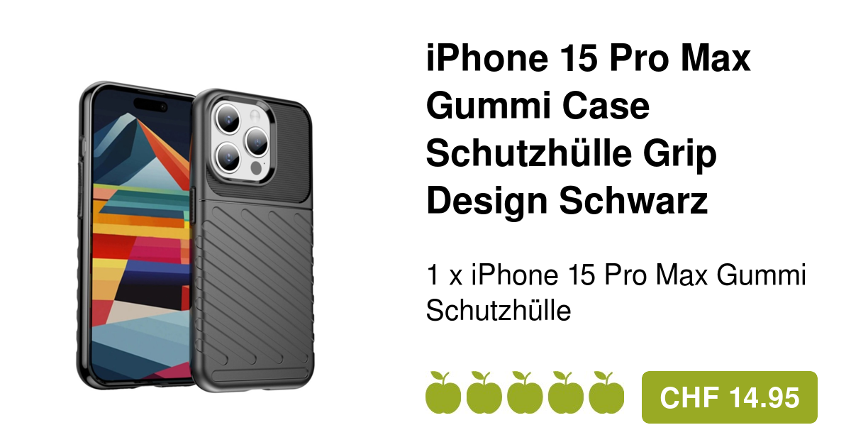 iPhone 15 Pro Gummi Schutzhülle Grip Design Schwarz