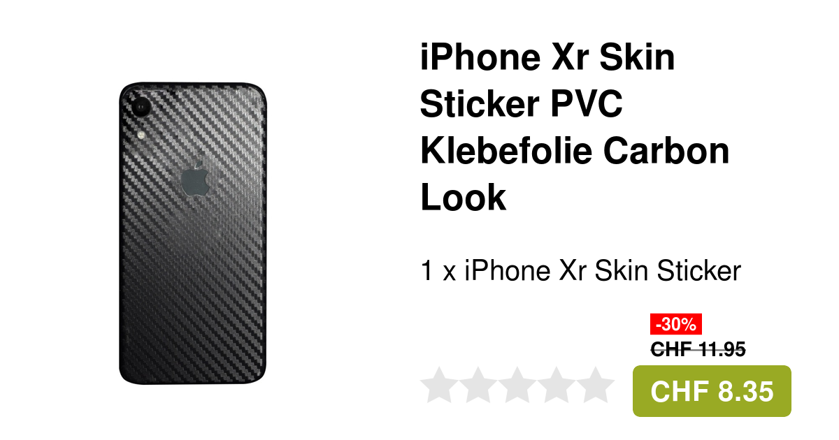 iPhone Xr Skin autocollant PVC look carbone en noir