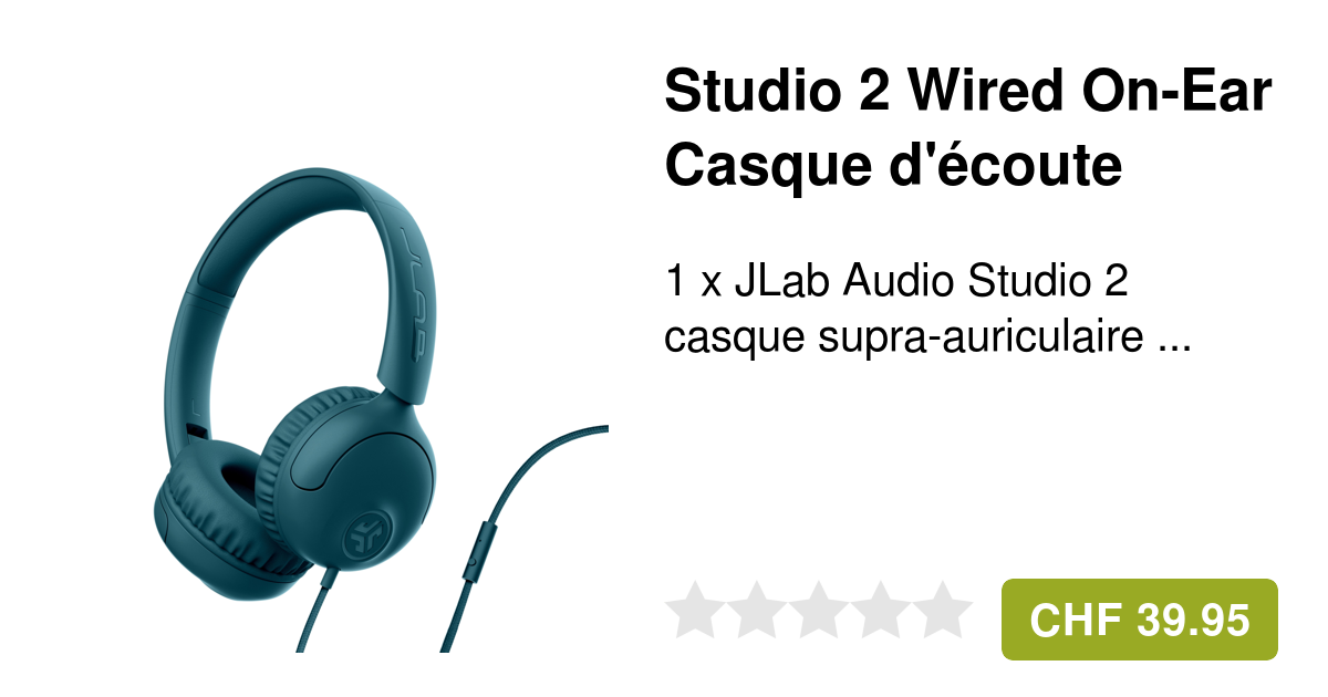 JLab Audio Studio 2 Wired On-Ear Casque Bleu Foncé