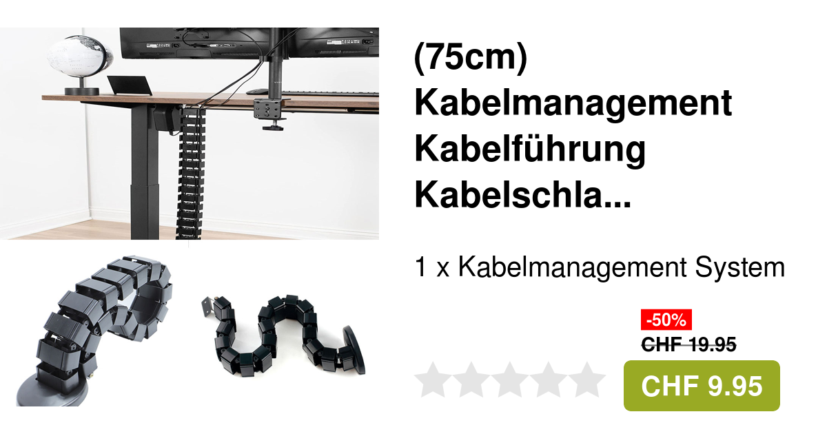 Kabelmanagement System für Schreibtische - Schwarz