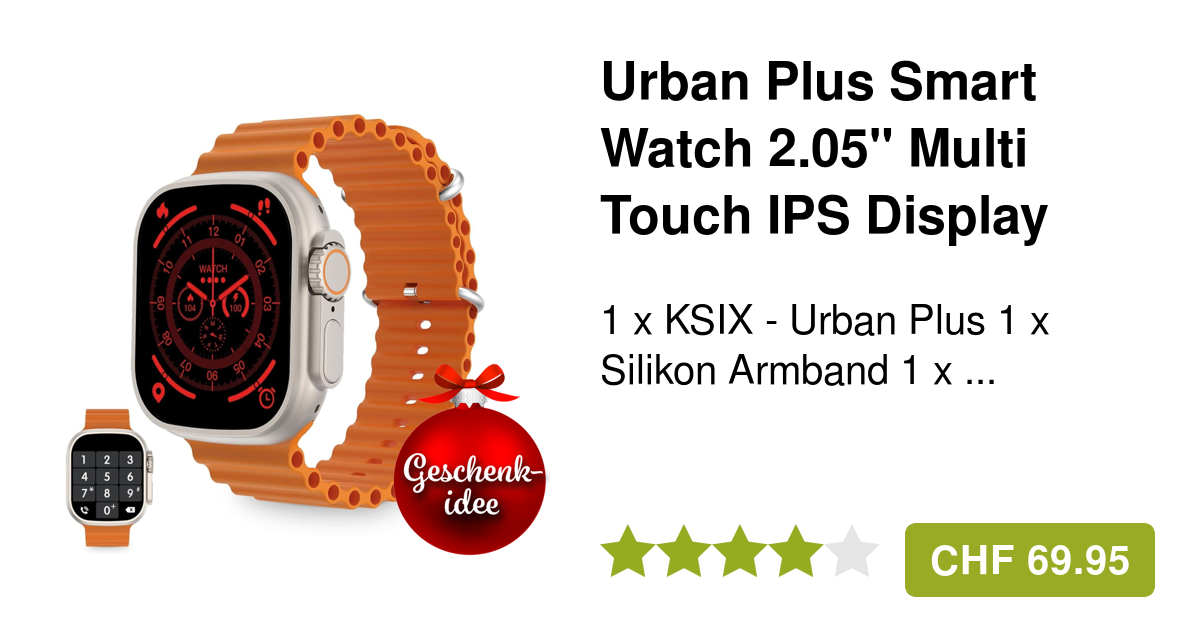 KSIX - Urban Plus Smart Watch 2.05" IPS Display Schwarz