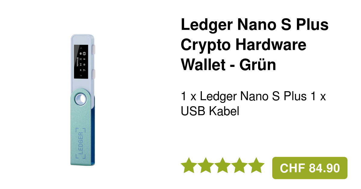 Ledger Nano S Plus Crypto Wallet Bitcoin ETH - Grün