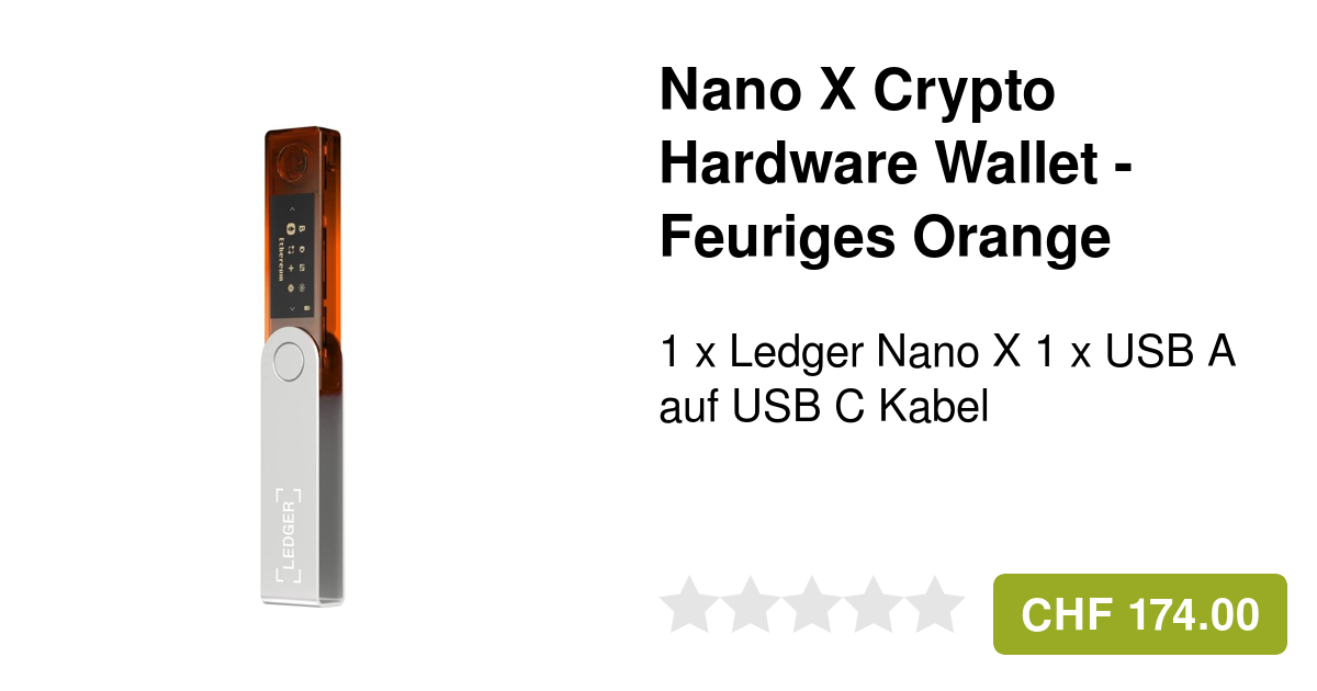 Ledger Nano X Crypto Wallet Bitcoin ETH in Orange