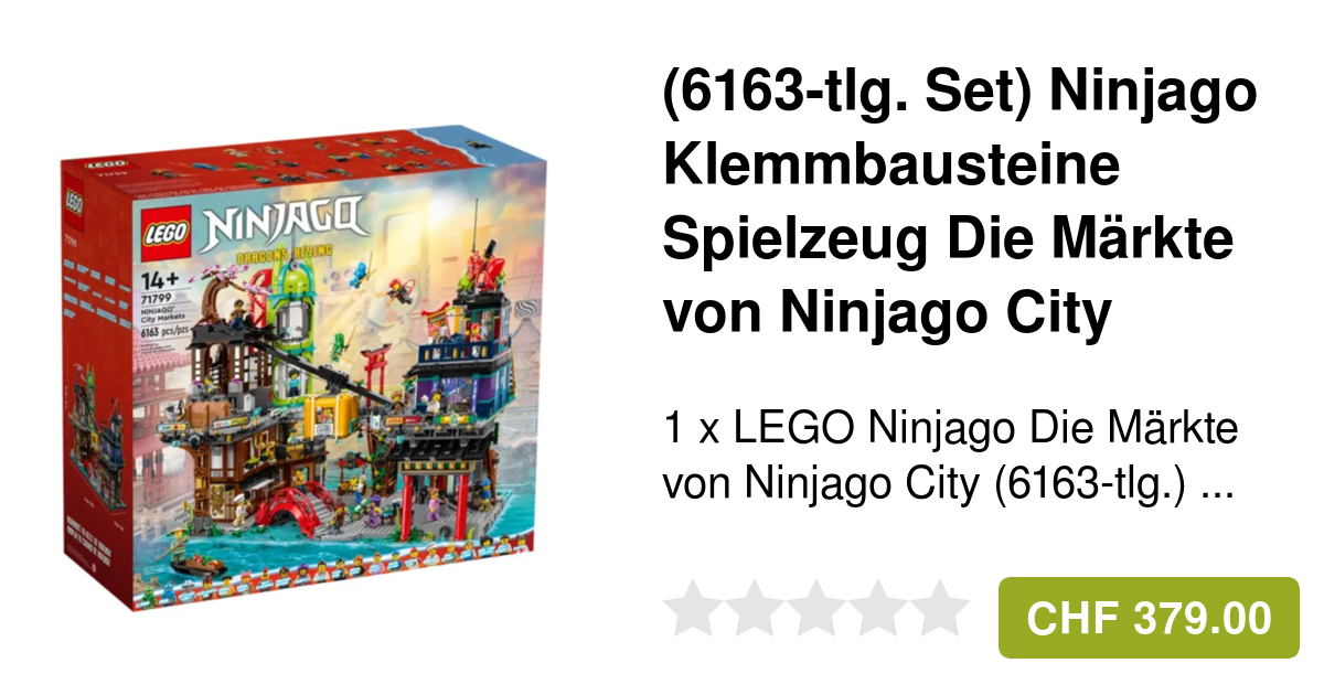 LEGO 6163-tlg. Klemmbausteine Die Märkte Ninjago City