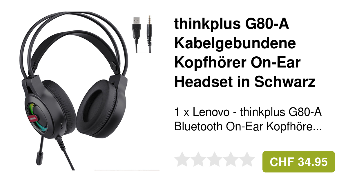Lenovo thinkplus G80 BT 5.3 On-Ear Kopfhörer Schwarz