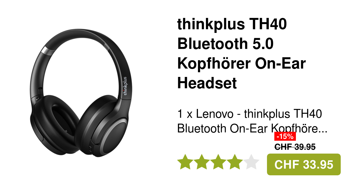 Lenovo thinkplus TH40 Bluetooth 5.0 On-Ear Kopfhörer