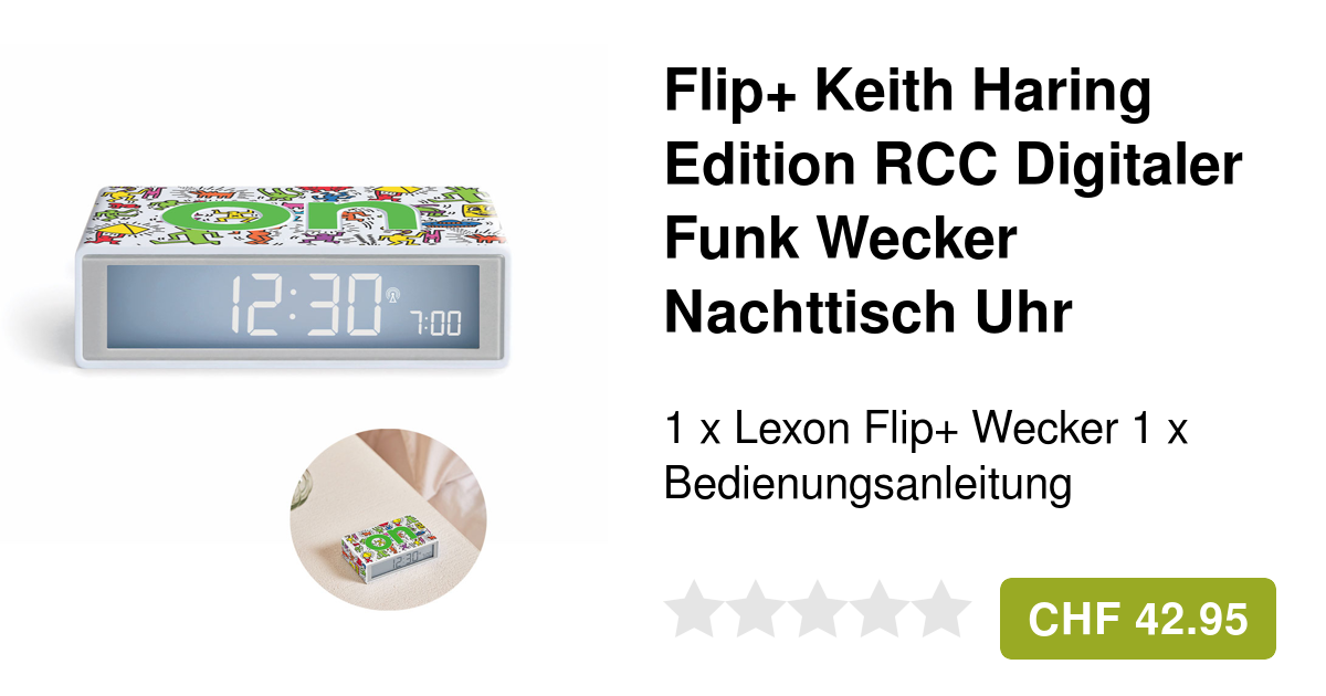 Lexon Flip+ Keith Haring Edition RCC Wecker Happy