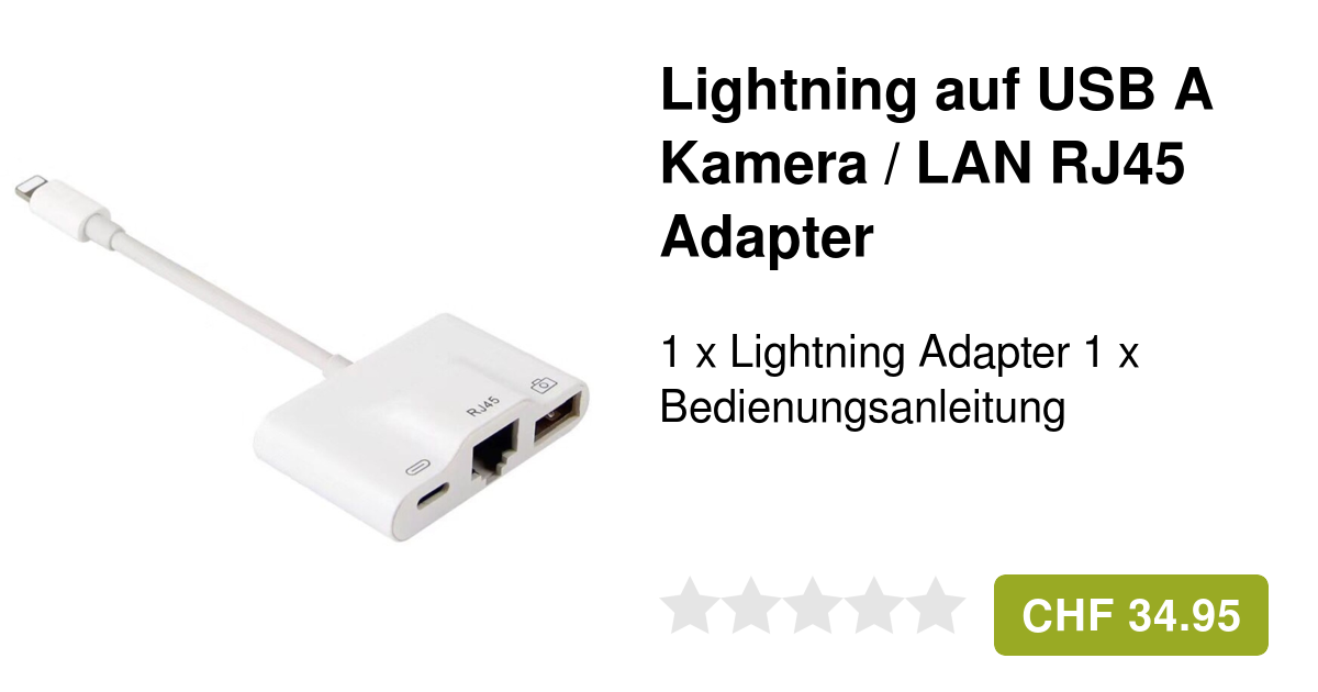 Lightning vers USB A caméra / adaptateur LAN Ethernet