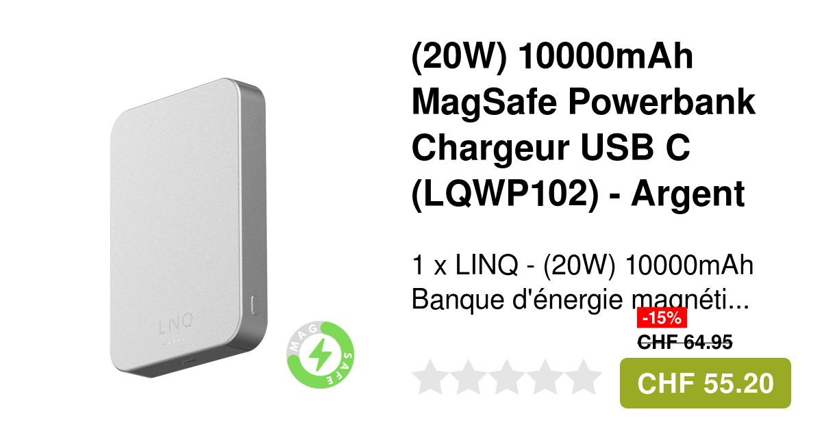 LINQ 20W 10000mAh MagSafe Powerbank Chargeur USB C