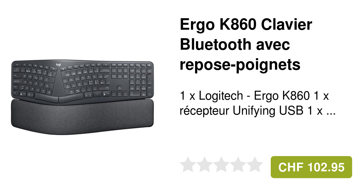 Logitech - Ergo K860 Clavier Bluetooth en noir
