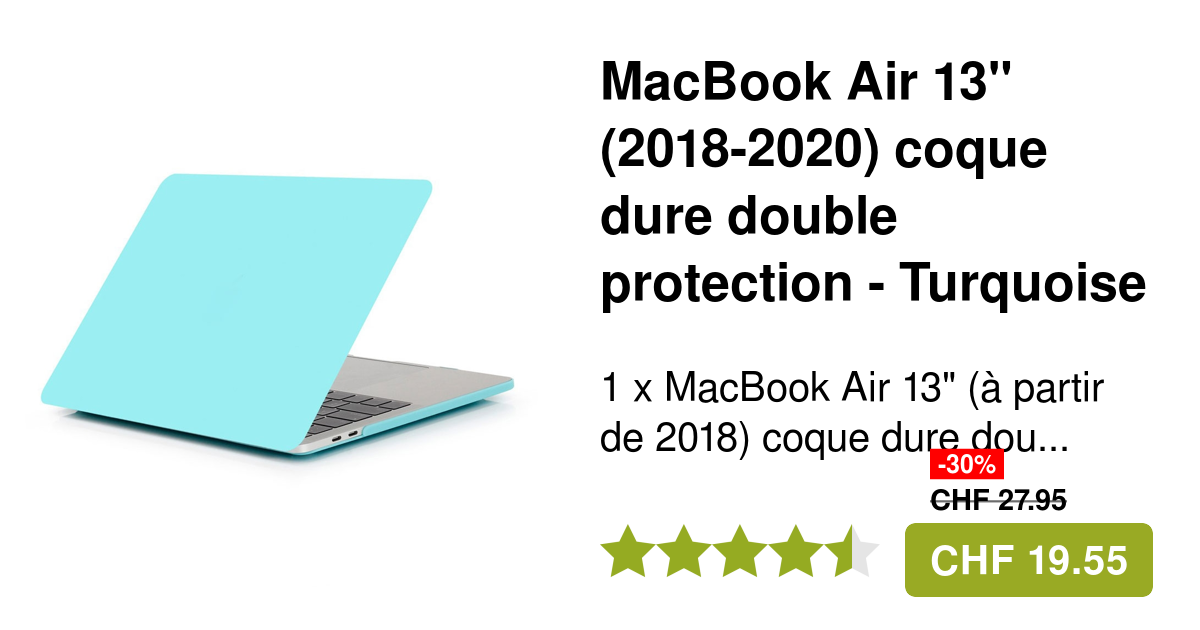 Apple MacBook Air 13" (à partir de 2018) Hard Case Turquoise