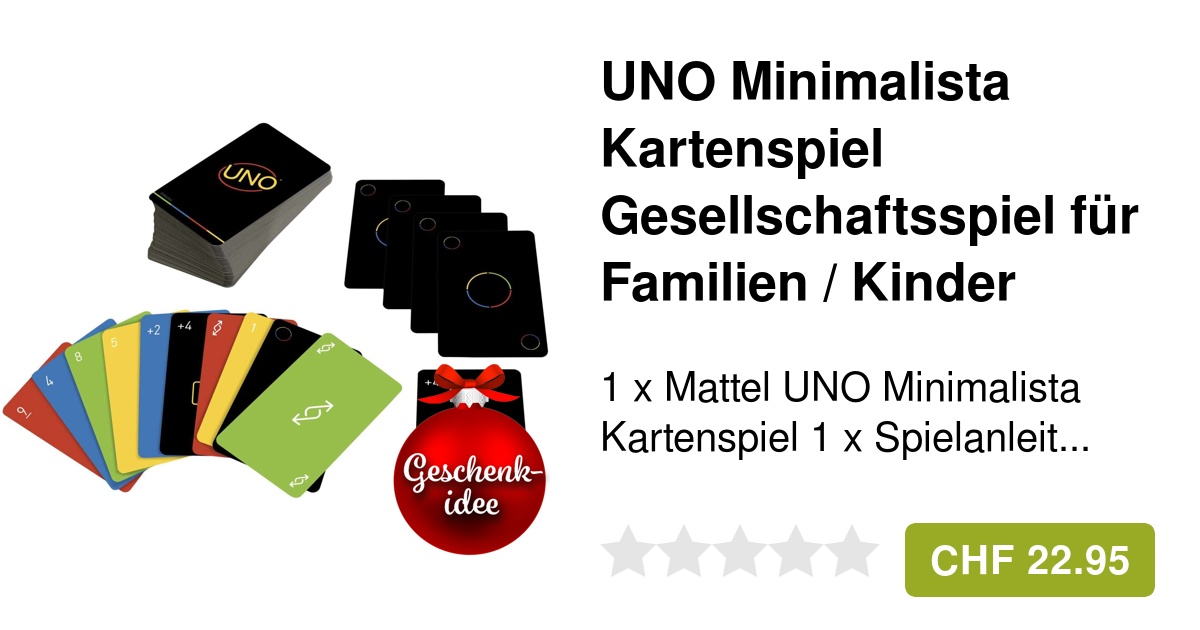 Mattel UNO Minimalista Kartenspiel für Familien / Kinder