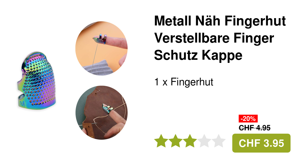 Metall Näh Fingerhut Finger Schutz Kappe Irisierend