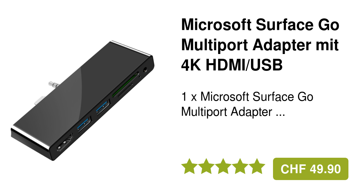 Microsoft Surface Go Adapter 4K HDMI/USB/3.5mm Klinke