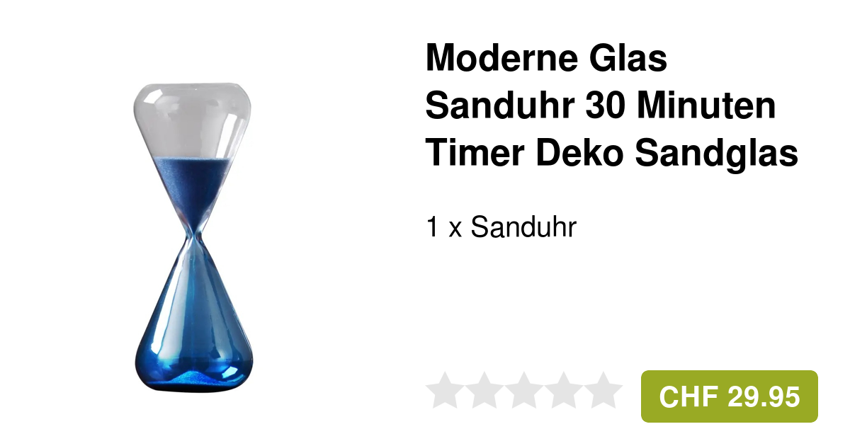 Moderne Glas Sanduhr 30 Minuten Timer Deko Sandglas