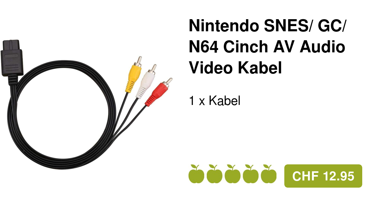 Nintendo SNES/ GC/ N64 Cinch AV Kabel 1.8 Meter