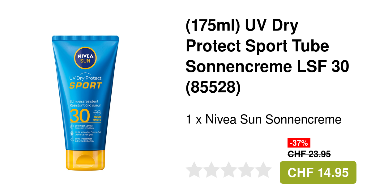 Nivea Sun PUV Dry Protect Sport Tube Sonnencreme LSF 30