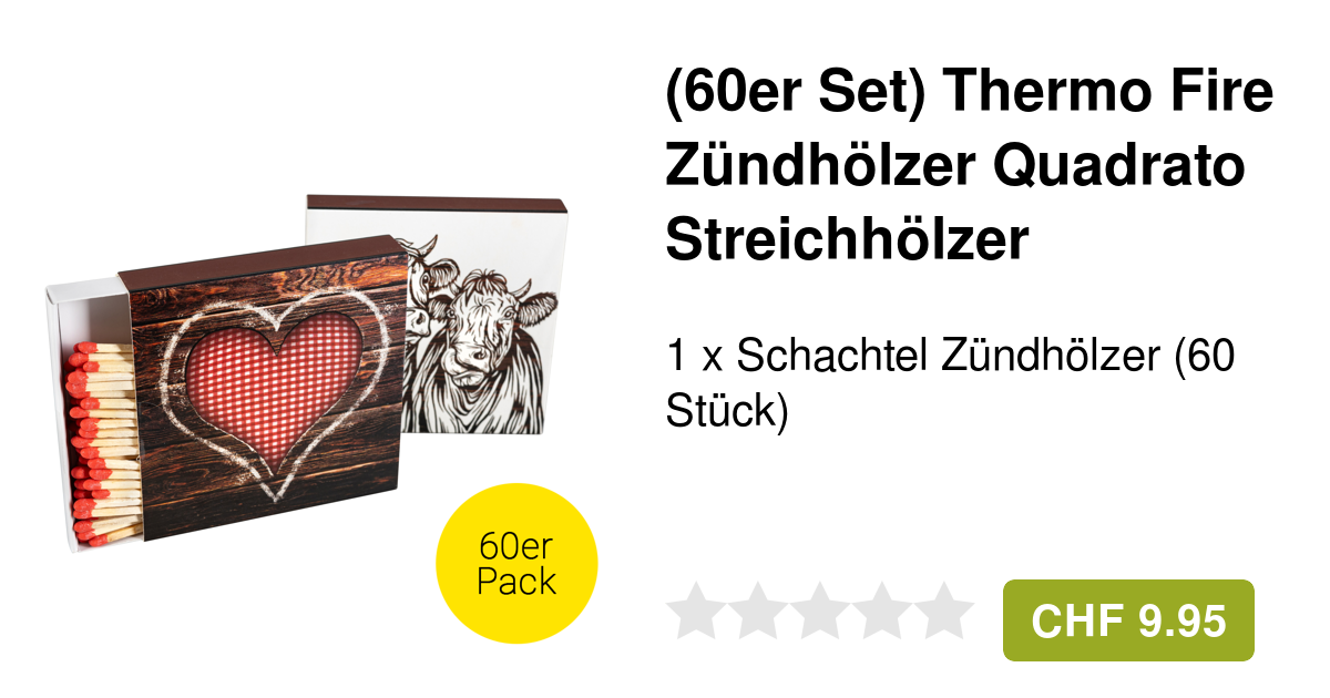 Nouvel (60er Set) Thermo Fire Zündhölzer Quadrato