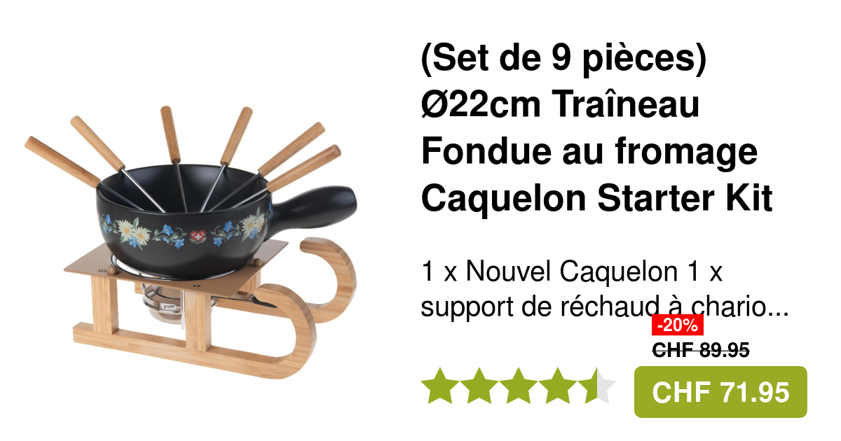 Nouvel Traîneau Fondue au fromage Caquelon Kit Pré fleuri