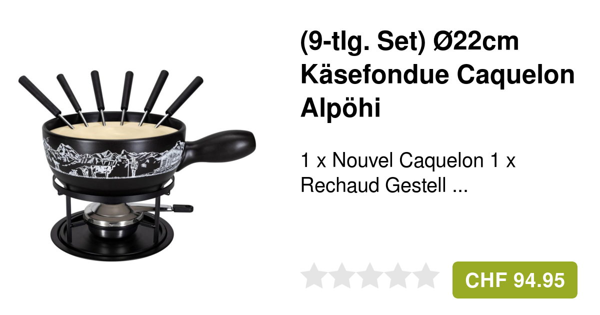 Nouvel Keramik Käsefondue Caquelon Starter Kit Alpöhi
