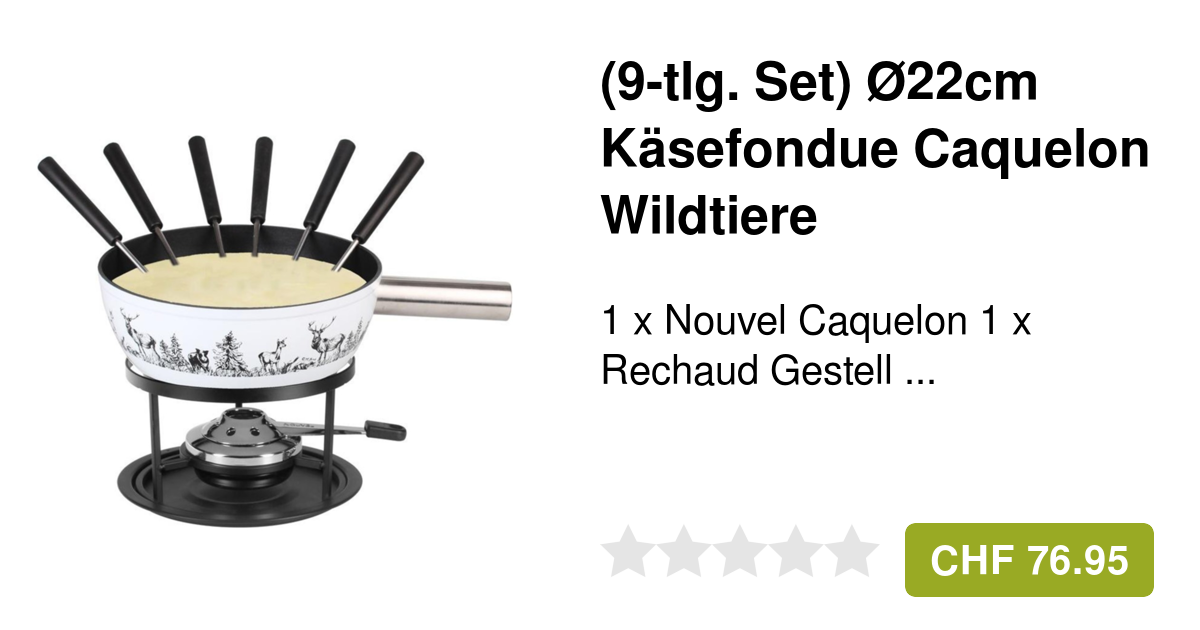 Nouvel Fondue au fromage Caquelon Starter Kit Animaux sauvages