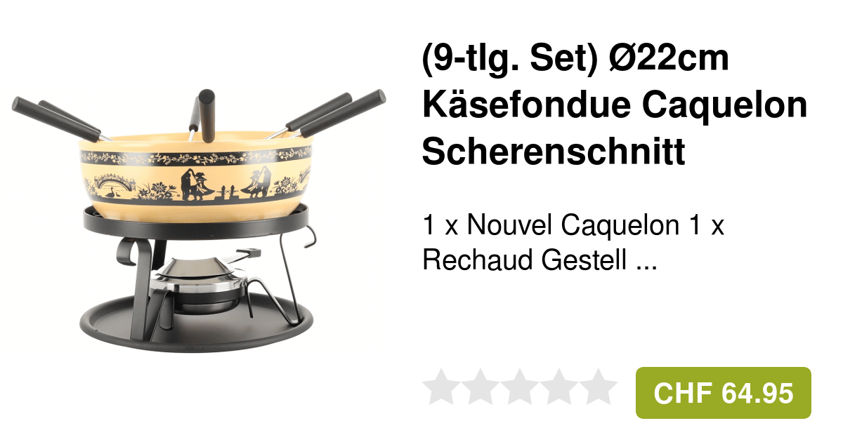 Nouvel Käsefondue Caquelon Starter Kit Scherenschnitt
