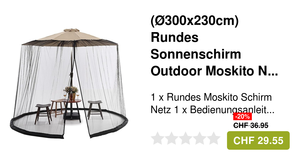 (Ø300x230cm) Rundes Outdoor Moskito Schirm Netz