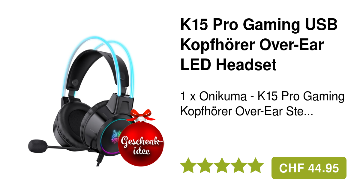 K15 Pro Gaming USB Kopfhörer Over-Ear LED Headset