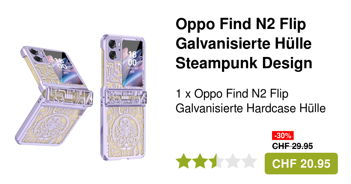 Oppo Find N2 Flip Galvanisierte Hülle Steampunk Design Lila